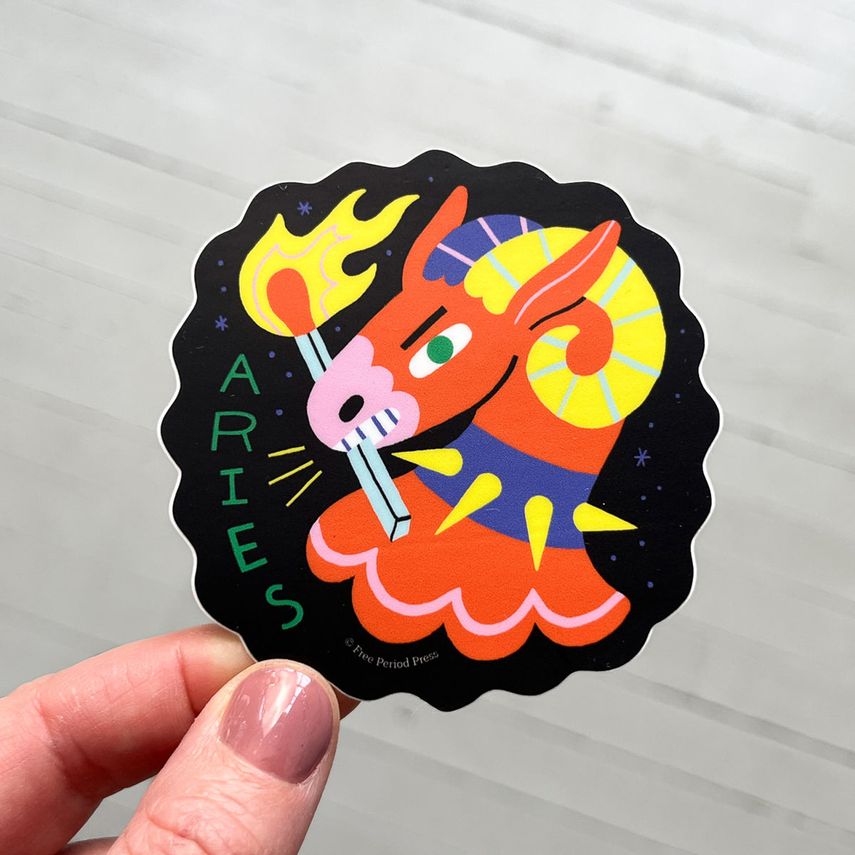 Aries Zodiac Vinyl Decal Sticker | Bold & Fiery Ram | Free Period Press