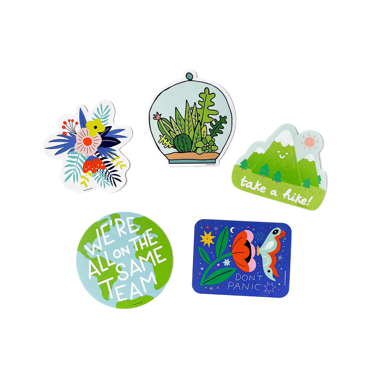 Nature Sticker Pack 5 Vinyl Decal Stickers | Free Period Press