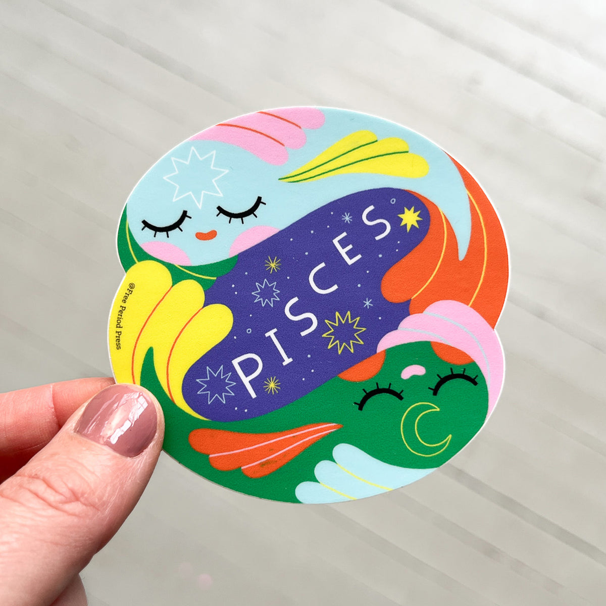 Pisces Zodiac Vinyl Decal Sticker | Soft & Dreamy Fish | Free Period Press