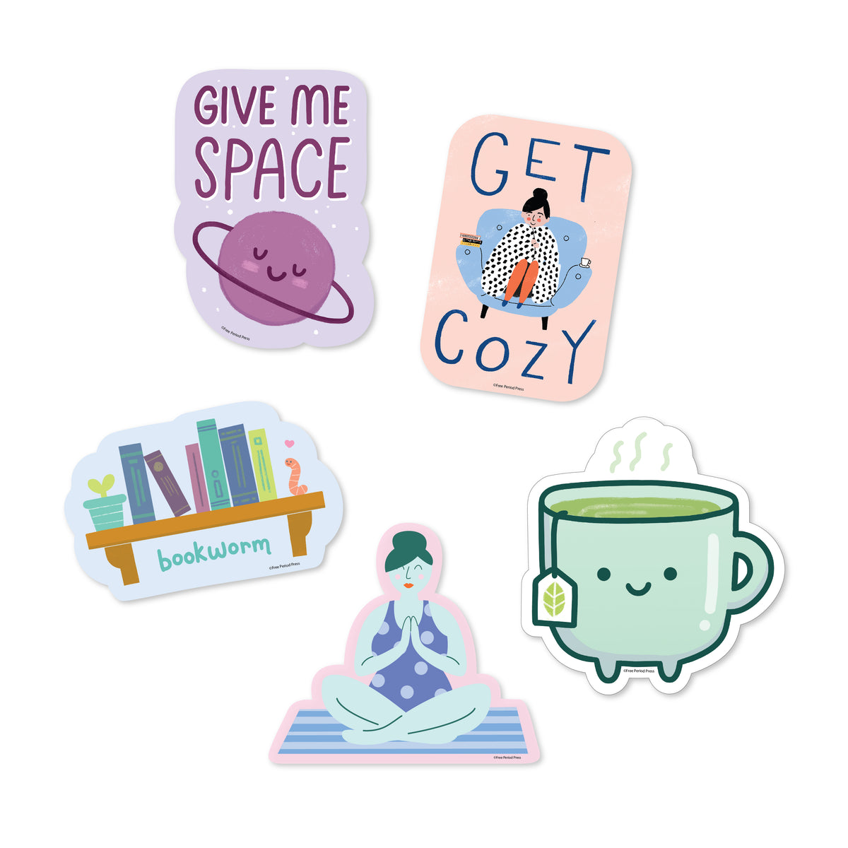 Introvert Sticker Pack 5 Vinyl Decal Stickers | Free Period Press